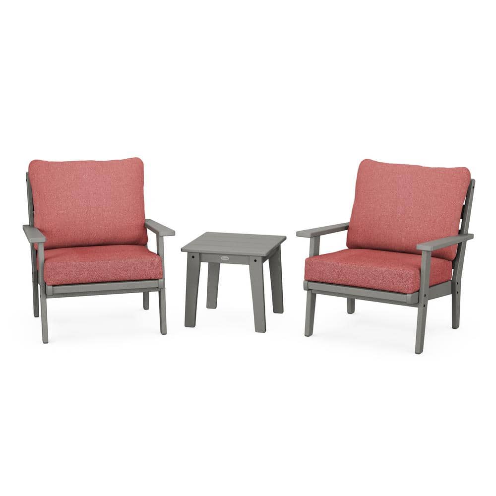 POLYWOOD Grant Park Slate Grey 3-Piece Plastic Patio Deep Seating Set ...
