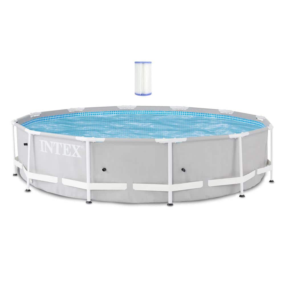 Intex 12 ft. x 30 in. Steel Frame Above Ground Pool and Type A and C ...