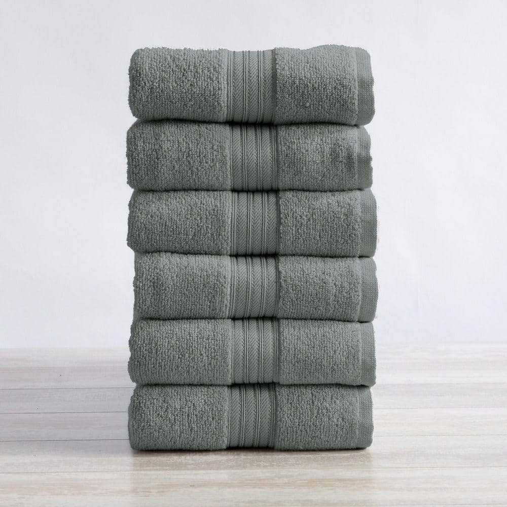 FRESHFOLDS Steel Bluesoft Cotton Classic 6-Pack Hand Towel Set EC101028 ...