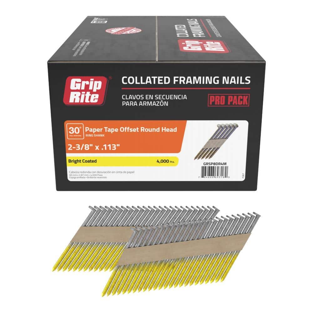 Grip-Rite 2-3/8 in x .113 in 30° Paper Collated Bright Coated Offset ...