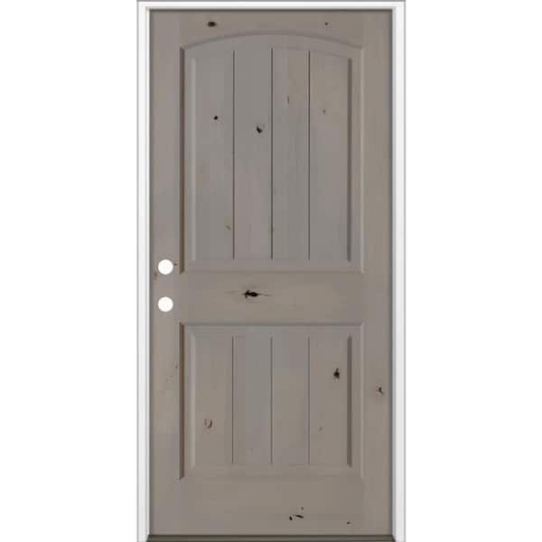 Krosswood Doors 32 x 80 in. Rustic Knotty Alder Top Arch V-Groove Right ...
