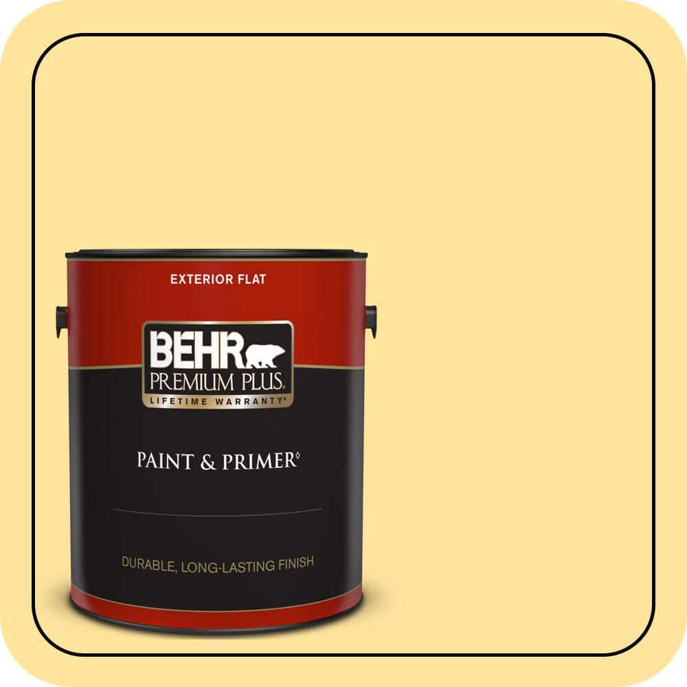 BEHR PREMIUM PLUS 1 gal. #340B-4 Lemon Drops Flat Exterior Paint ...