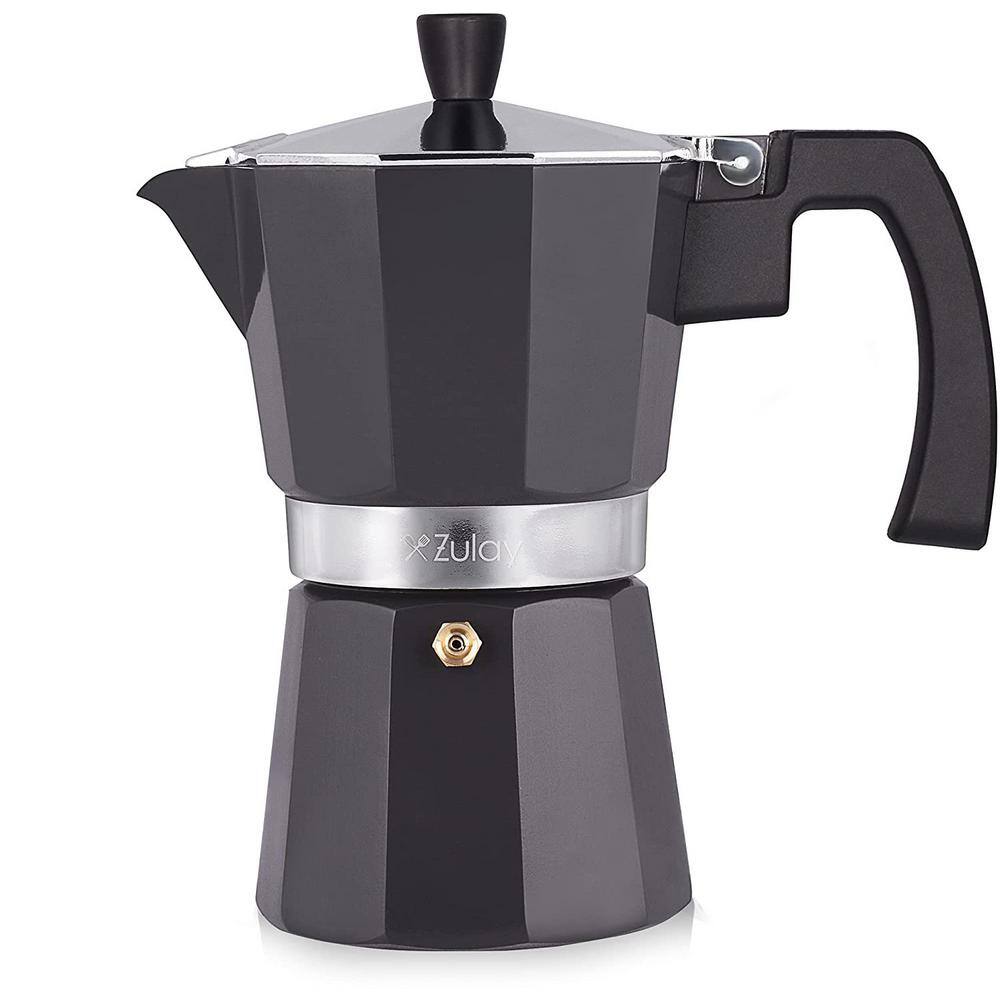 Zulay Kitchen 5.5-Cup Zulay Dark Grey Classic Stovetop Espresso Maker Z ...