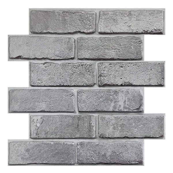Afoxsos Gray 3D Brick Wall Panel, Peel and Stick Brick Tiles, 10-Pieces ...