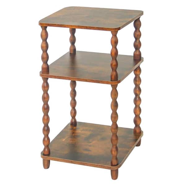 Rustic Brown 3 Tier Rectangular Wood Outdoor Side Table L0F2ZTB5L3 ...
