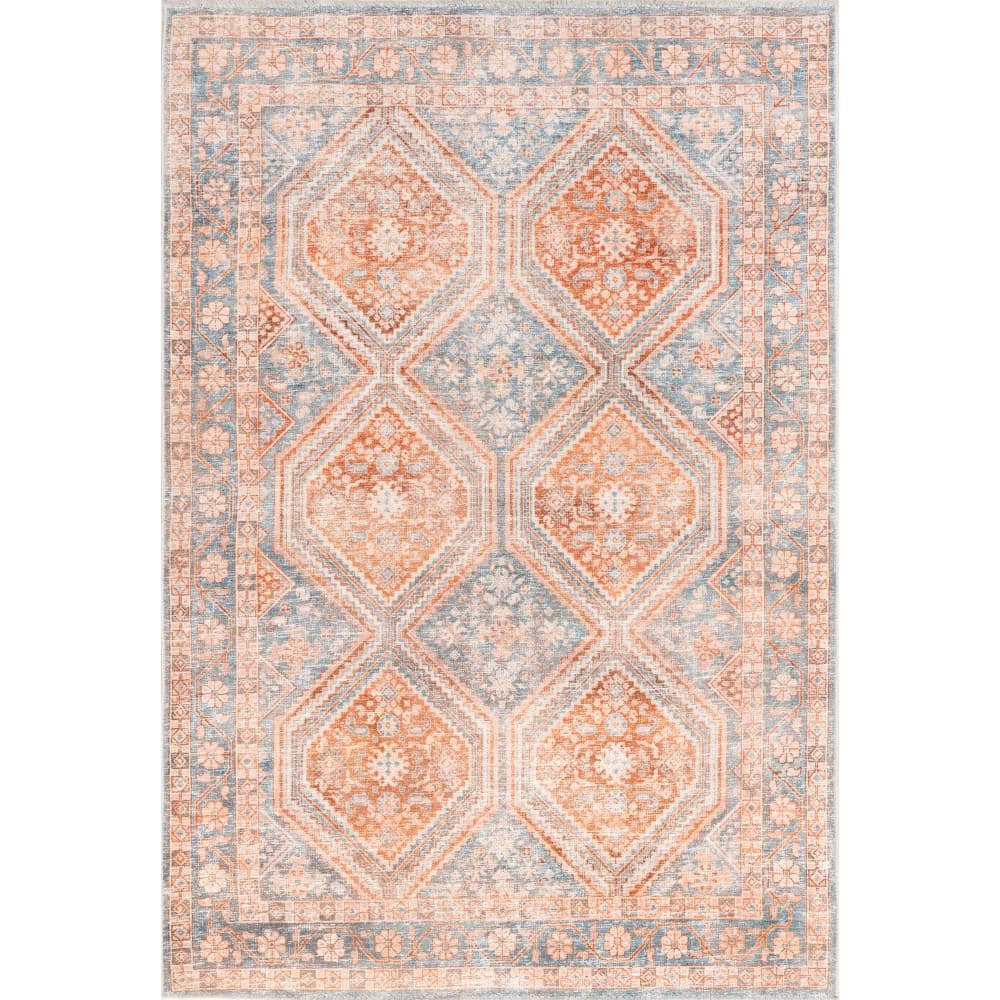 nuLOOM Dia Persian Transitional Machine Washable Rust 8 ft. x 10 ft ...
