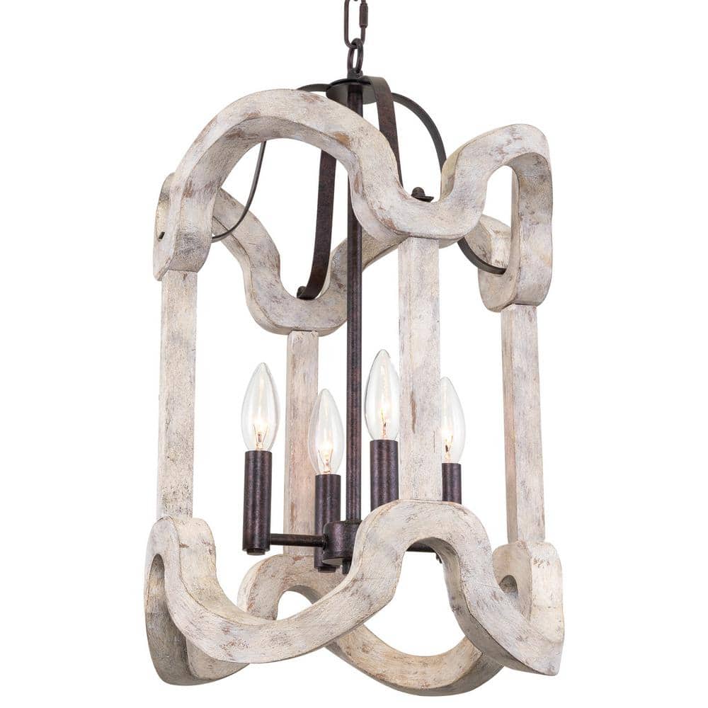 Kira Home Vesta 60-Watt 4-Light Rustic Bronze Farmhouse Pendant Light ...