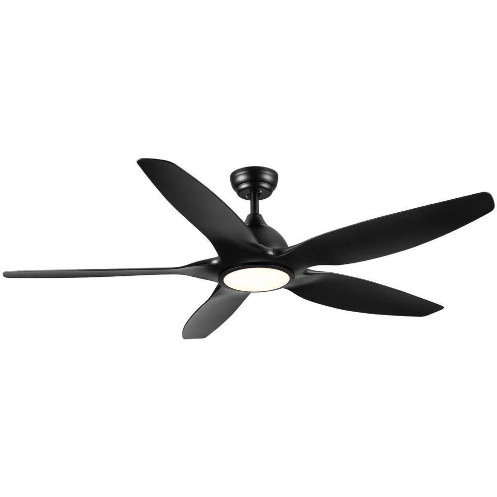 BANSA ROSE 60 in. LED Indoor/Outdoor Black Ceiling Fan with Light ...
