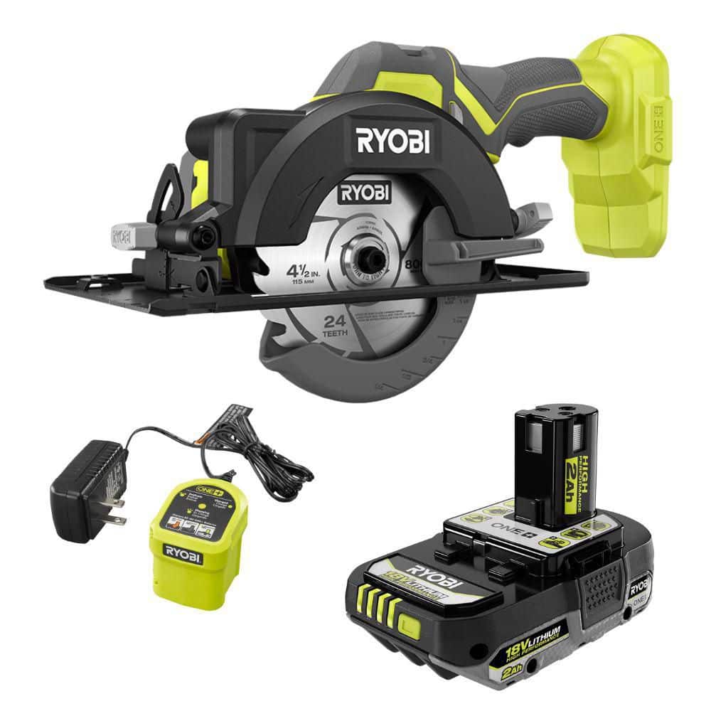 RYOBI ONE+ 18V Cordless 4-1/2 in. Circular Saw Kit with 2 Ah Battery ...