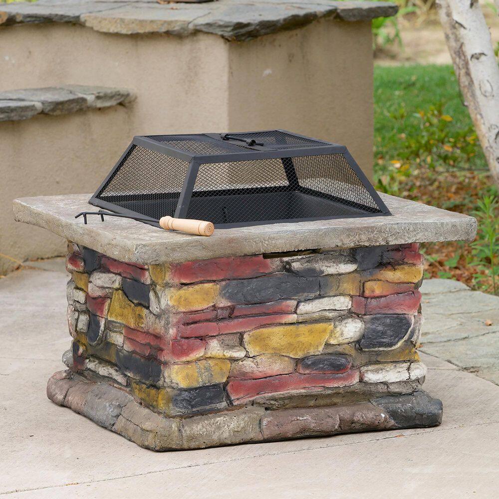 Coporesell 29 in. Natural Gray Square Wood Outdoor Fire Pit CLBCFP09NT ...