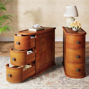 BYBLIGHT Kerlin 23.6 in. Solid Wood 2-Drawer U-Shaped End Table Set, No Assembly Required ...