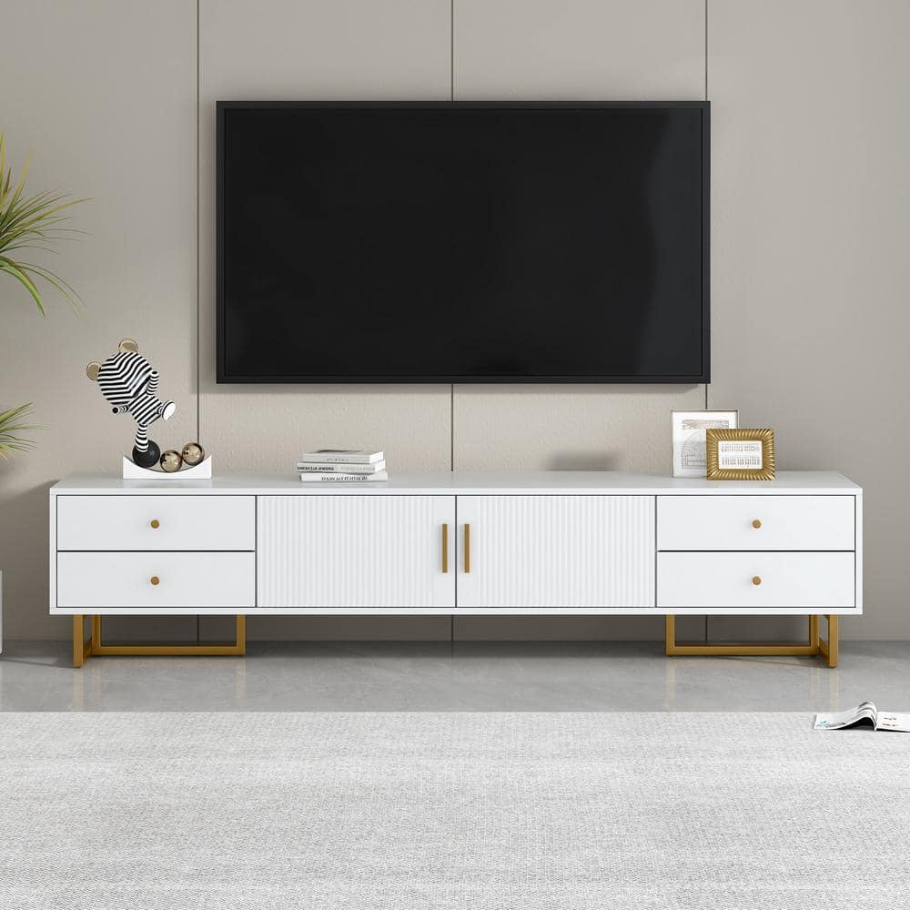Magic Home 70.9 in. White Modern TV Stand with Storage TV Console ...