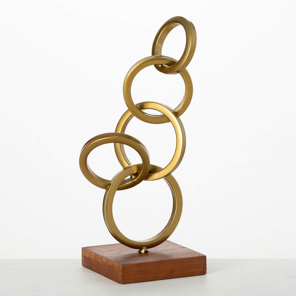 SULLIVANS 13 in. Gold Rings Modern Table Decor, Wood N3003 - The Home Depot