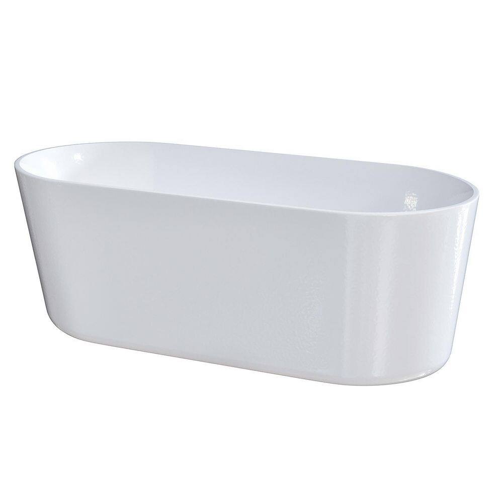 Eviva Chloe 55 in. Acrylic Faltbottom Freestanding Bathtub in White ...