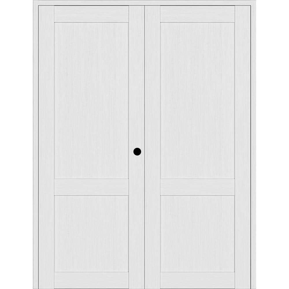 Belldinni 56 in. x 96 in. 2-Panel Shaker Left Active Bianco Noble Wood ...