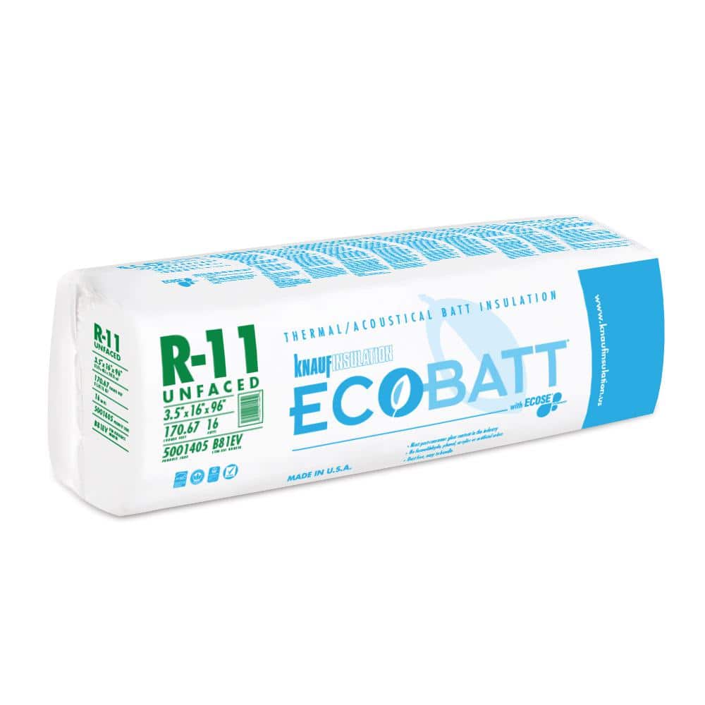 Knauf Insulation R-11 Unfaced Fiberglass Insulation Batt 3.5 in. x 16 ...