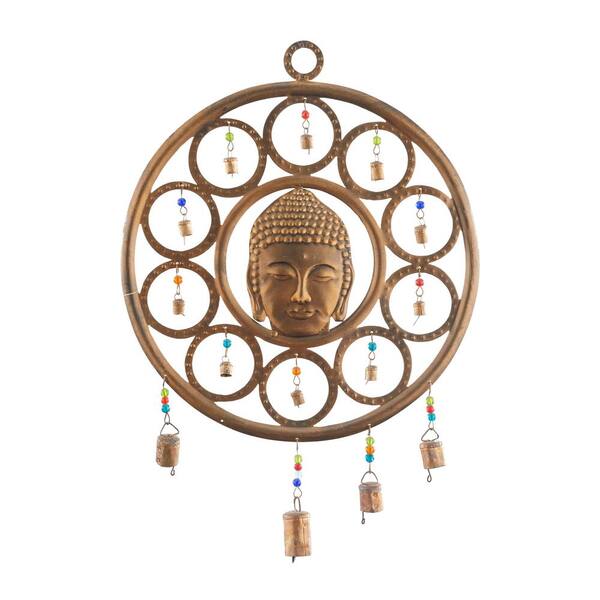 Litton Lane 25 in. Bronze Metal Buddha Windchime with Beads 042383 ...