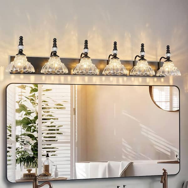ZHLWIN Home Lighting 46.45 in. 6-Light Black Vintage Bathroom Vanity ...