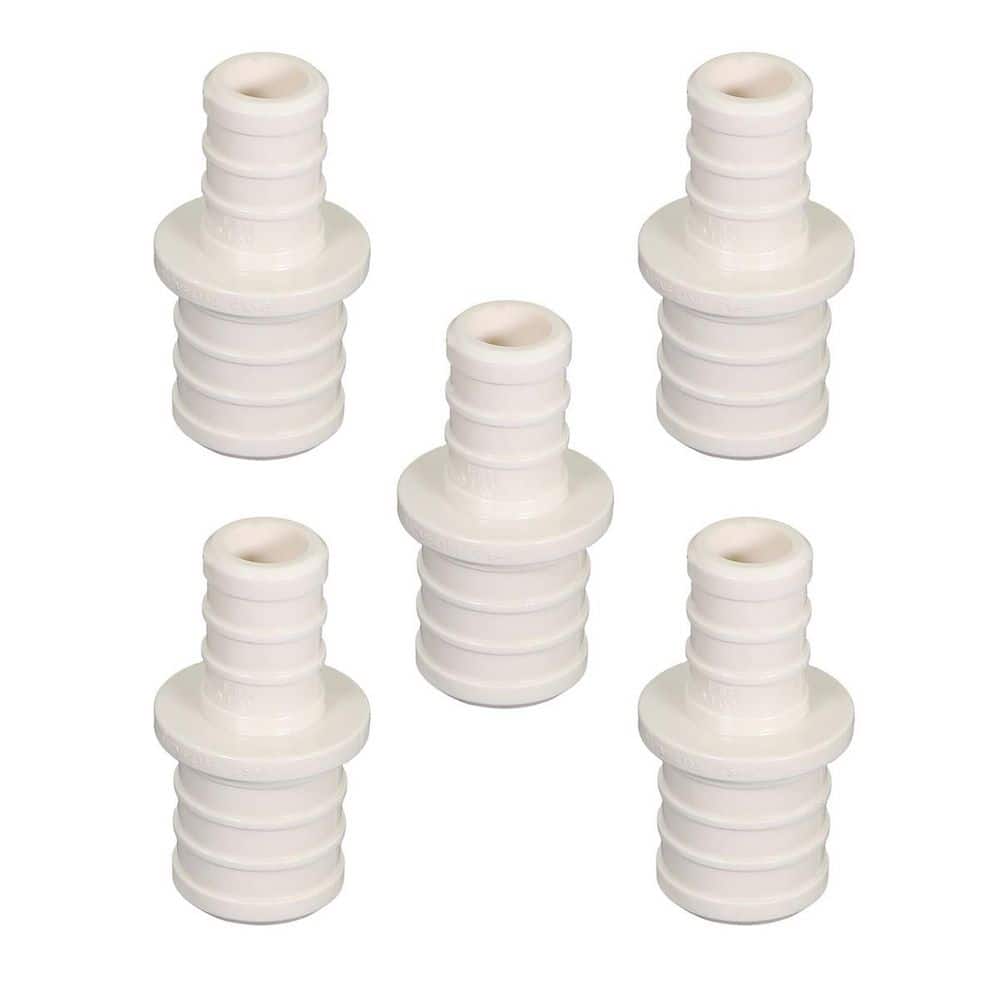 PLUMBFLEX 3/4 in. x 1/2 in. Plastic PEX Poly Alloy Straight Coupling Barb Pipe Fitting (5-Pack ...