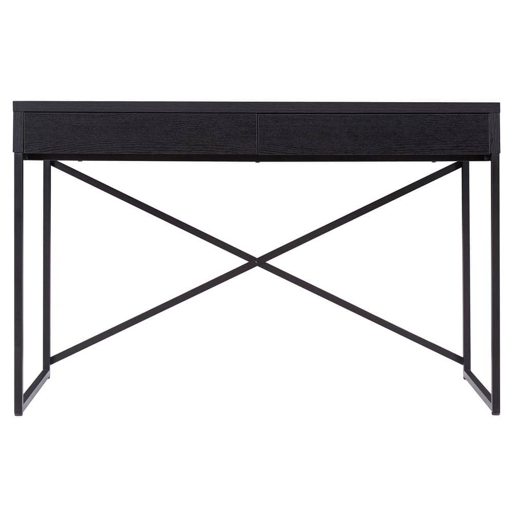 Meyer&Cross Mason 47 in. Rectangular Black Grain 2-Drawer Writing Desk ...