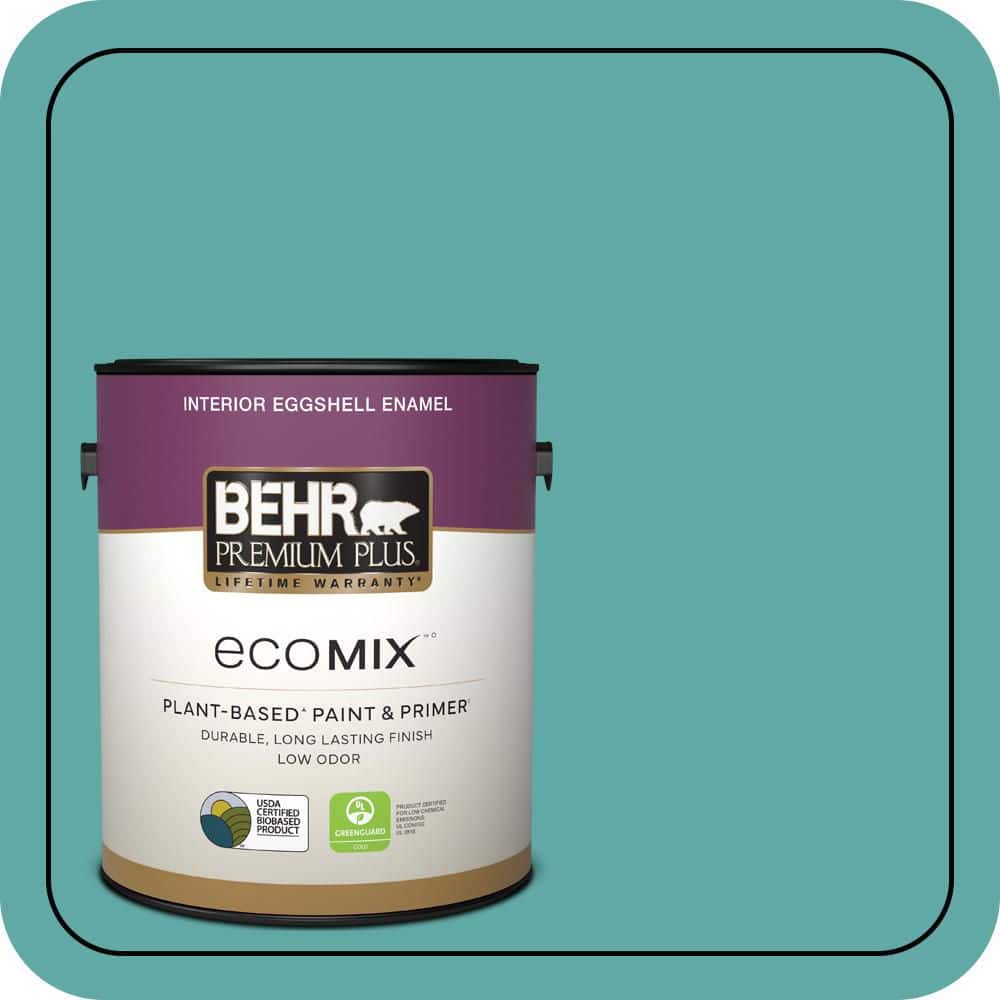BEHR PREMIUM PLUS 1 gal. #500D-5 Teal Zeal Eggshell Enamel EcoMix Plant ...