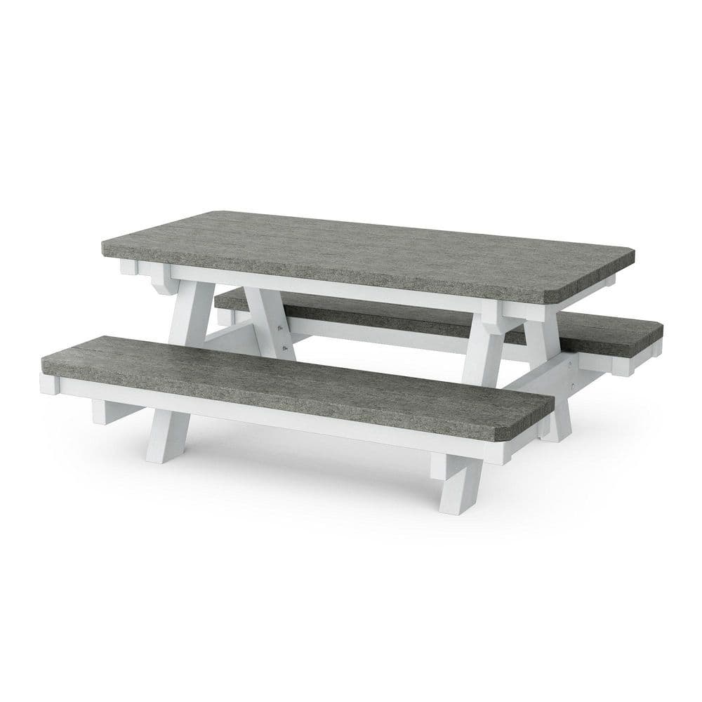 Wildridge Heritage 48 in. Dark Gray and White Rectangle HDPE Plastic ...