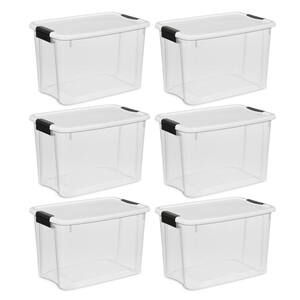 Sterilite 30 Qt. Ultra-Latch Storage Box with White Lid and Clear Base ...