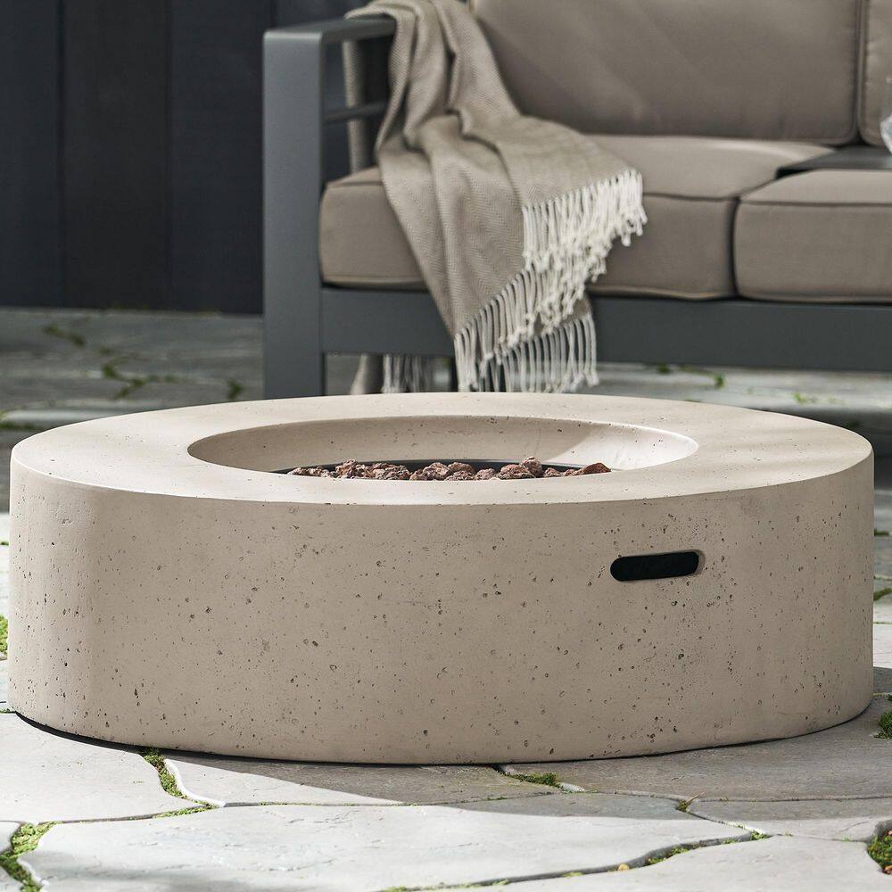 Coporesell 39 in. Light Grey Circular Propane Outdoor Fire Pit ...