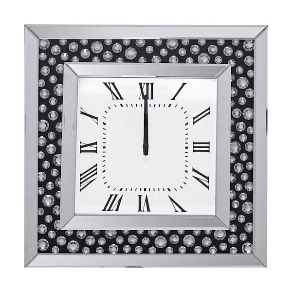 Acme Furniture Marku Mirrored and Faux Gemstones Wall Clock 97402 - The ...