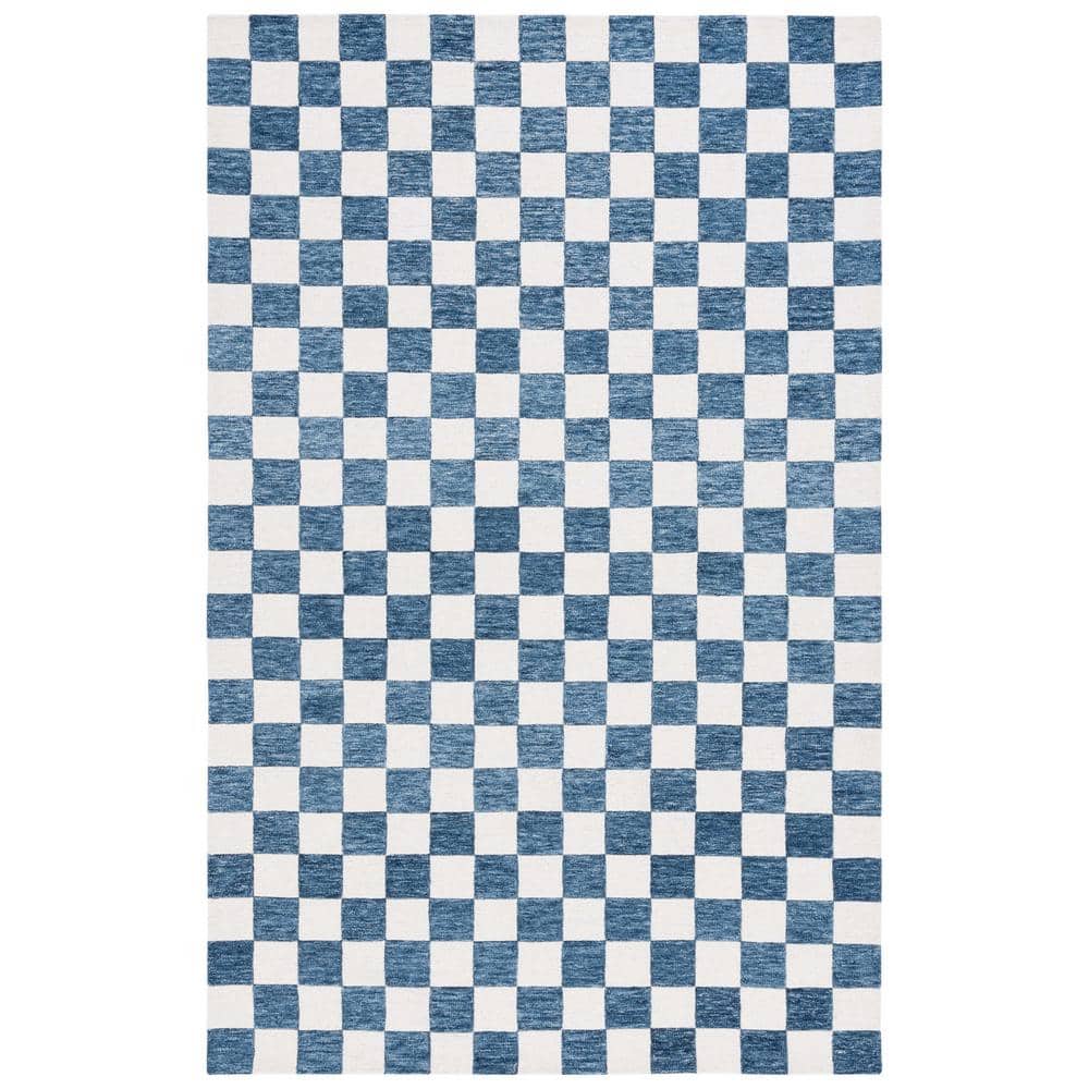 SAFAVIEH Martha Stewart Blue/Ivory 5 ft. x 8 ft. Checkered Area Rug ...