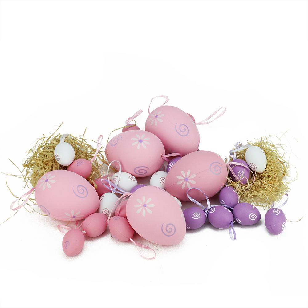 Northlight 3.25 in. Pastel Pink White and Purple Painted Floral Spring ...