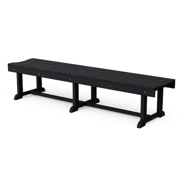 Wildridge Heritage 68 in. Black HDPE Plastic Outdoor Patio Backless ...