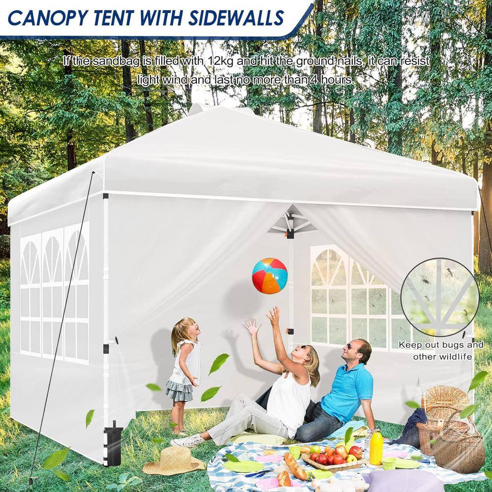 Yangming 10 ft. x 10 ft. White Straight Leg Pop-Up Canopy Instant ...