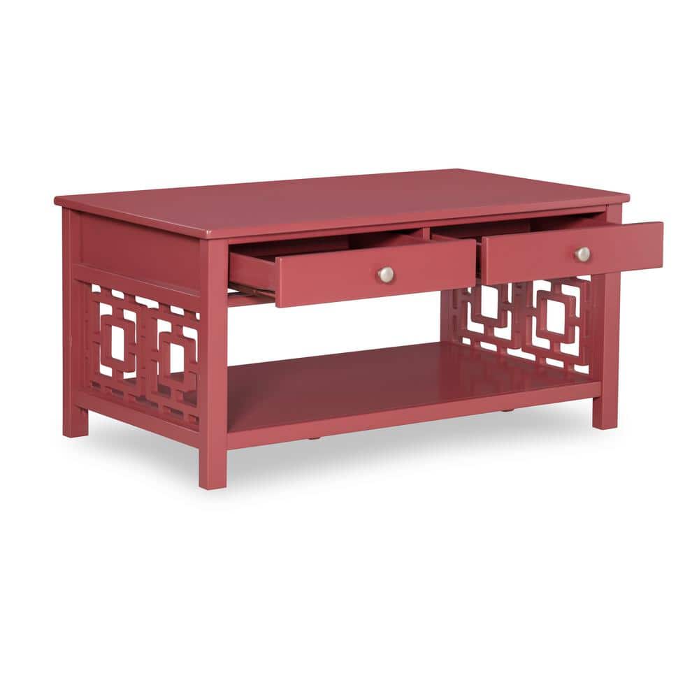 Linon Home Decor Sloane 42 in. Merlot Large Rectangle Wood Coffee Table ...