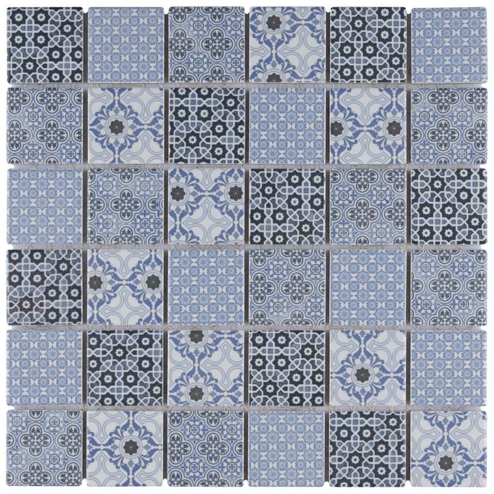 Merola Tile Classico 2 in. Square Blue 11-3/4 in. x 11-3/4 in ...