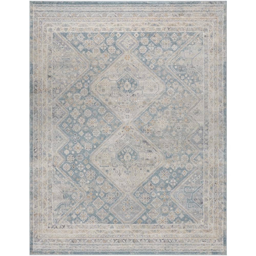 Livabliss Alpharetta Blue/Gray Medallion 9 ft. x 12 ft. Indoor Area Rug ...