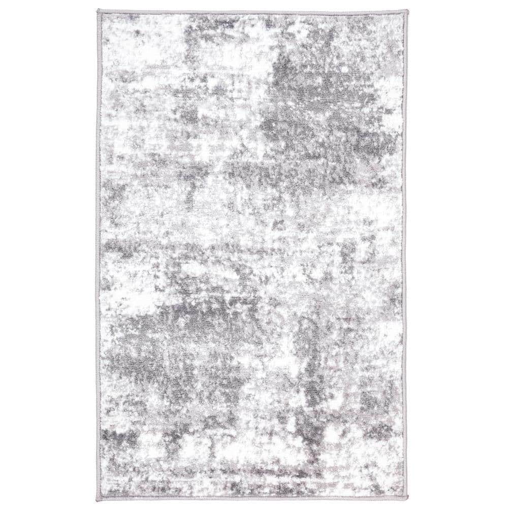 World Rug Gallery Distressed Modern Abstract Gray 2 ft. x 3 ft. Area ...
