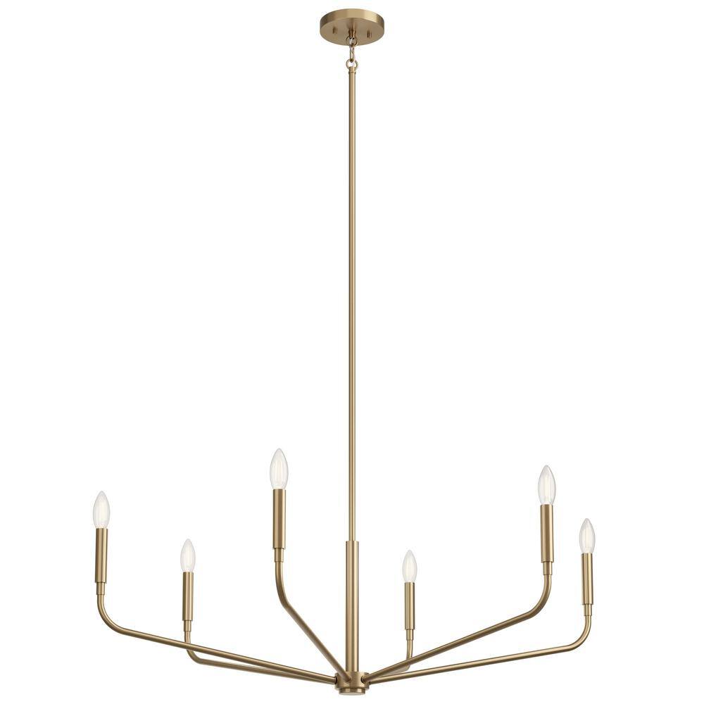 Kichler Madden 38 In 6 Light Champagne Bronze Modern Candle Chandelier