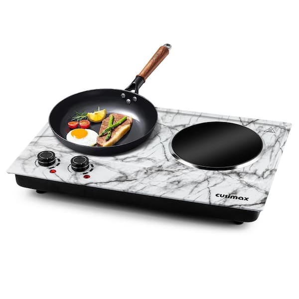 JEREMY CASS Double Infrared Burner 7.1 in. Black-Marble Countertop Hot ...