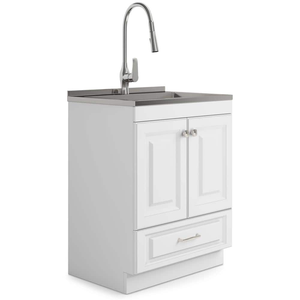 Simpli Home Lawrence All-in-One 28 in. Utility Laundry Sink with ...