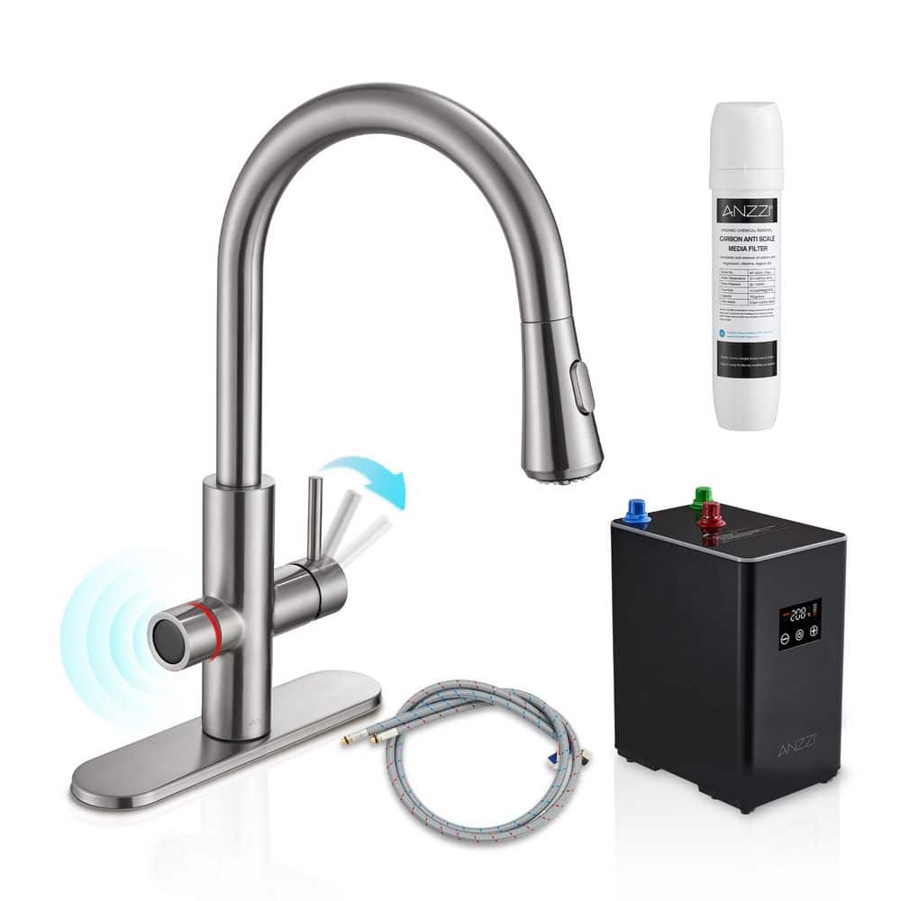 ANZZI Sunset 4-in-1 Single Handle 360 Spout Swivel 17.5 in. Faucet for ...