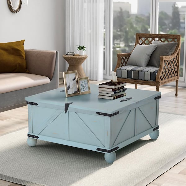 GODEER 35 in. Green Square Lift Top Coffee Table with Storage ...