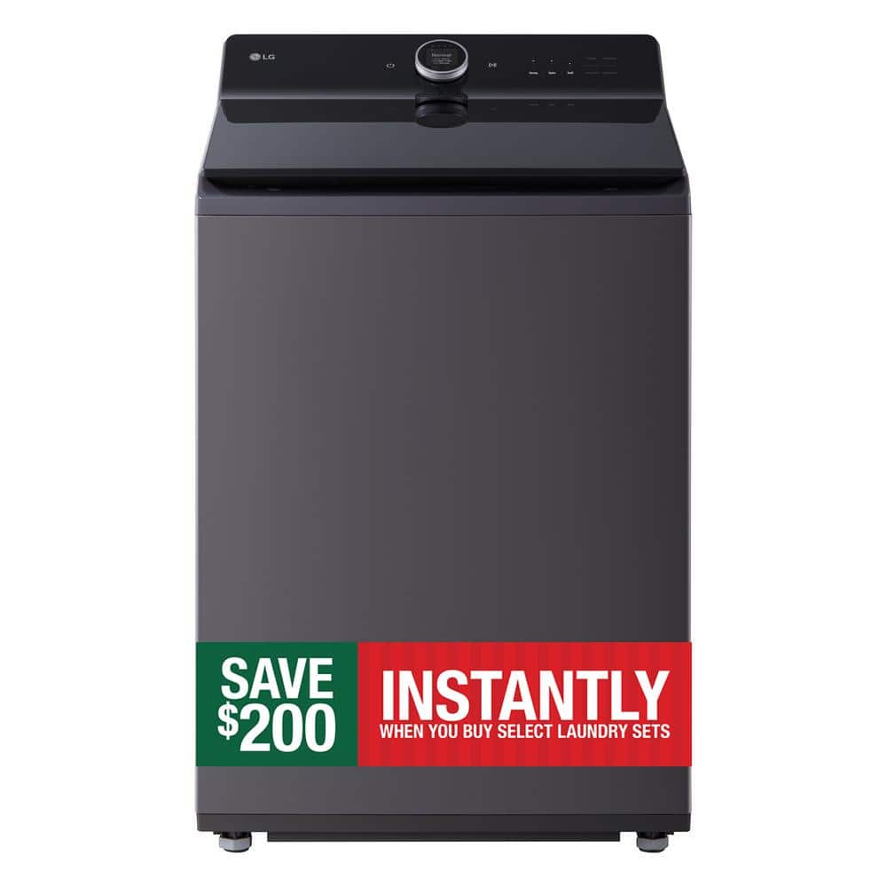 LG 5.5 cu. ft. SMART Top Load Washer in Matte Black with Impeller, eZDispense and Faucet Water ...