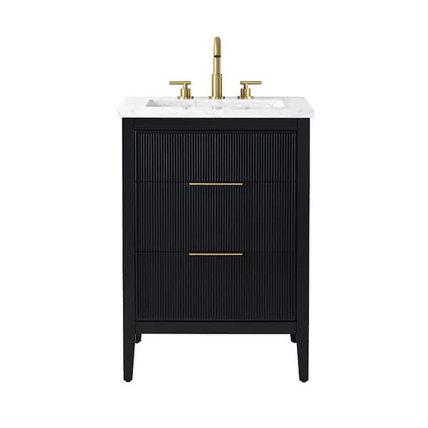 SUDIO Emma 30 in. W Bath Vanity in Black with Engineered Stone Top in ...