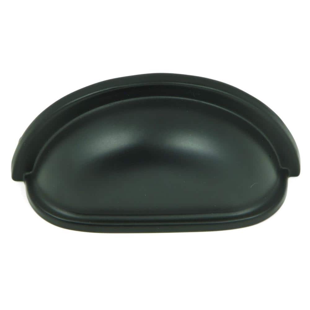 Stone Mill Hardware 3 in. Center-to-Center Matte Black Cup Cabinet Pull ...