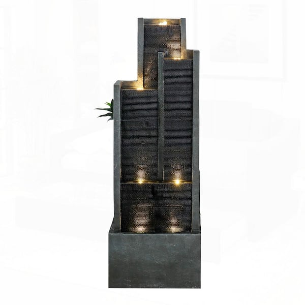 monadecor Modern 50. 7in. H Polyresin 4-Tier Cascading Tiered Fountain ...