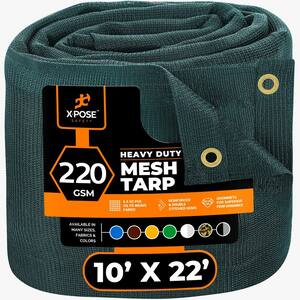 XPOSE SAFETY 10 ft. x 24 ft. Heavy Duty Mesh Tarp - Green GMT-1024-X ...