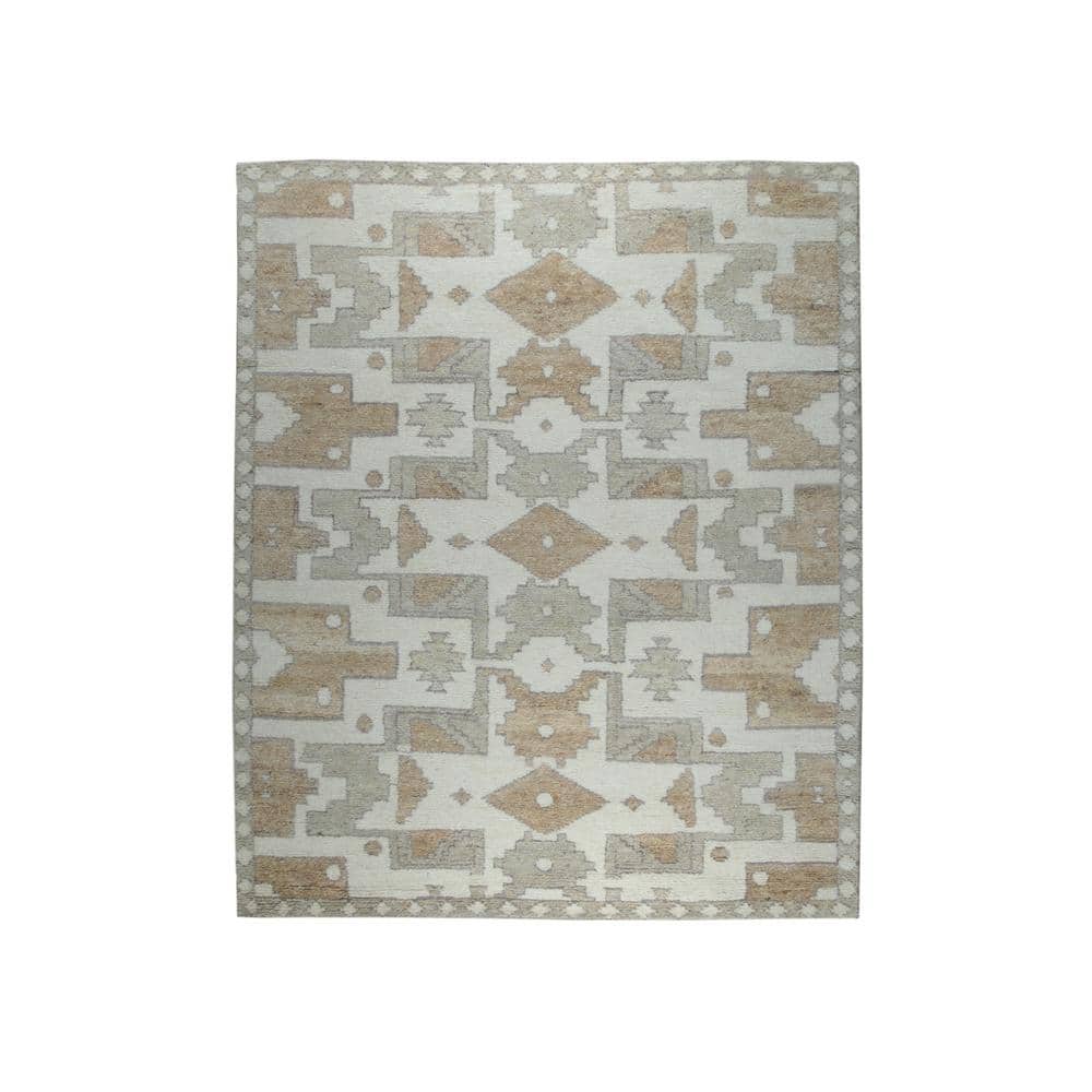 EORC Ivory 8 ft. x 10 ft. Hand-Knotted Wool Classic Oushak Area Rug ...