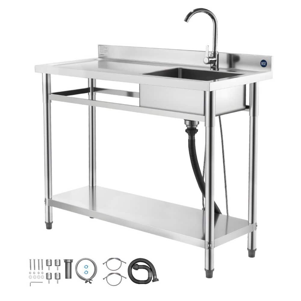 SKYSHALO 16.9 in. Commercial Sink Stainless Steel, 1 Compartment Single ...