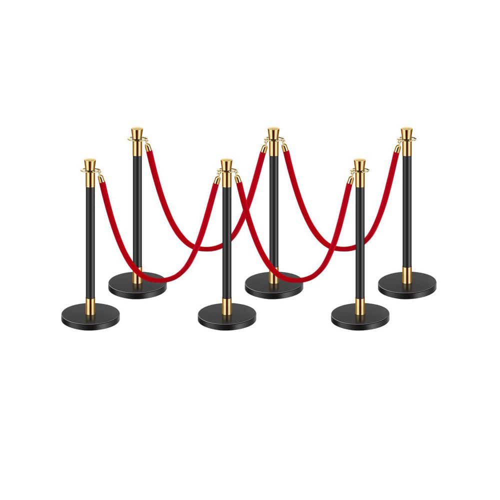 VEVOR Stanchions and Velvet Ropes, 6 Pcs Crowd Control Barriers with 4 ...